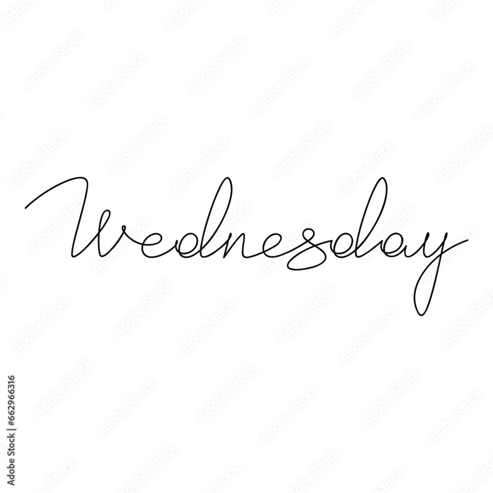 Wednesday vector text. Days of week lettering. Line continuous ...