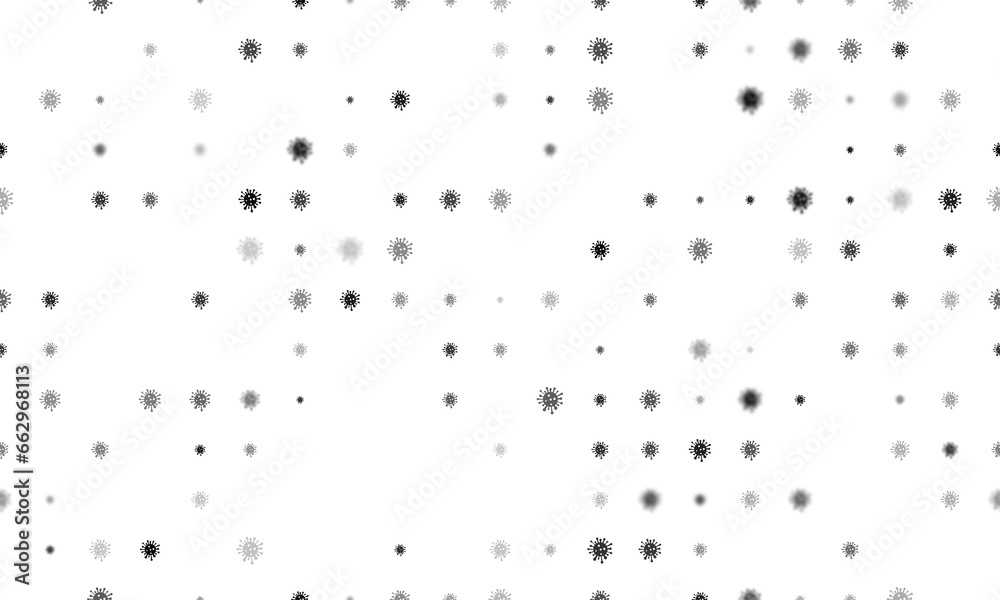 Seamless background pattern of evenly spaced black coronavirus symbols ...