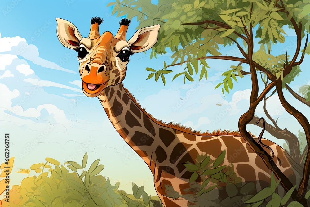 Giraffe Eating Leaves Drawing