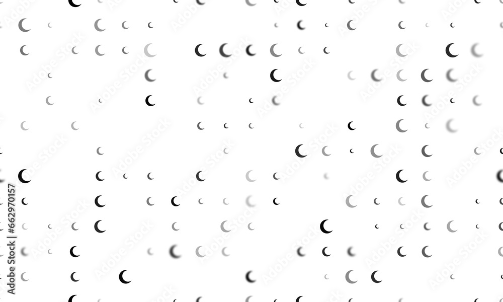 Seamless background pattern of evenly spaced black moon symbols of ...