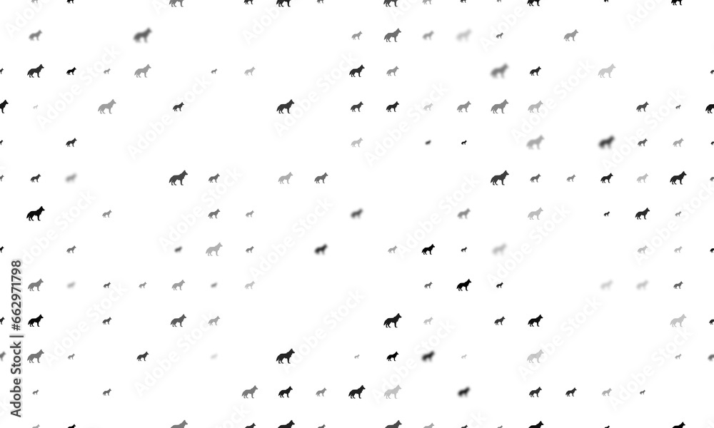 Seamless background pattern of evenly spaced black wolf symbols of ...