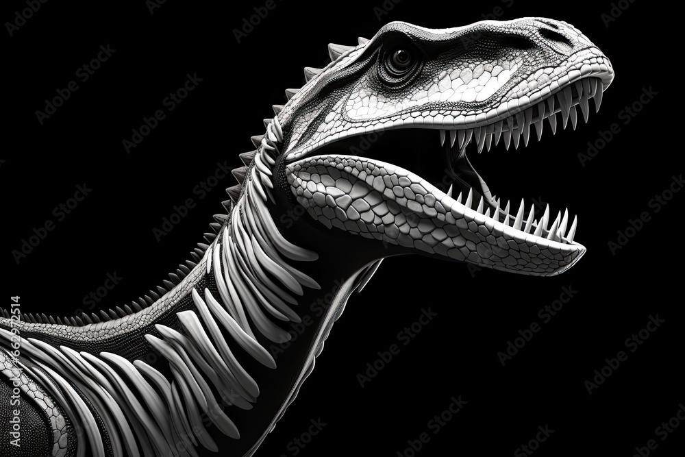 Dinosaur Black and White Graphic: Sleek Prehistoric Museum Exhibit ...