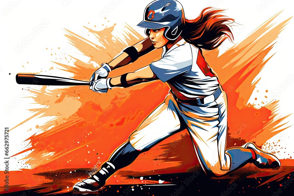 Softball Clipart: Intense Moment of Player Hitting Home Run - Thrilling ...