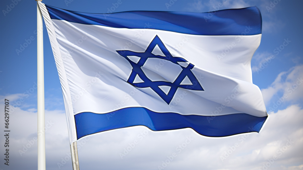 the flag of Israel waves boldly in the air as a symbol of the Jewish ...