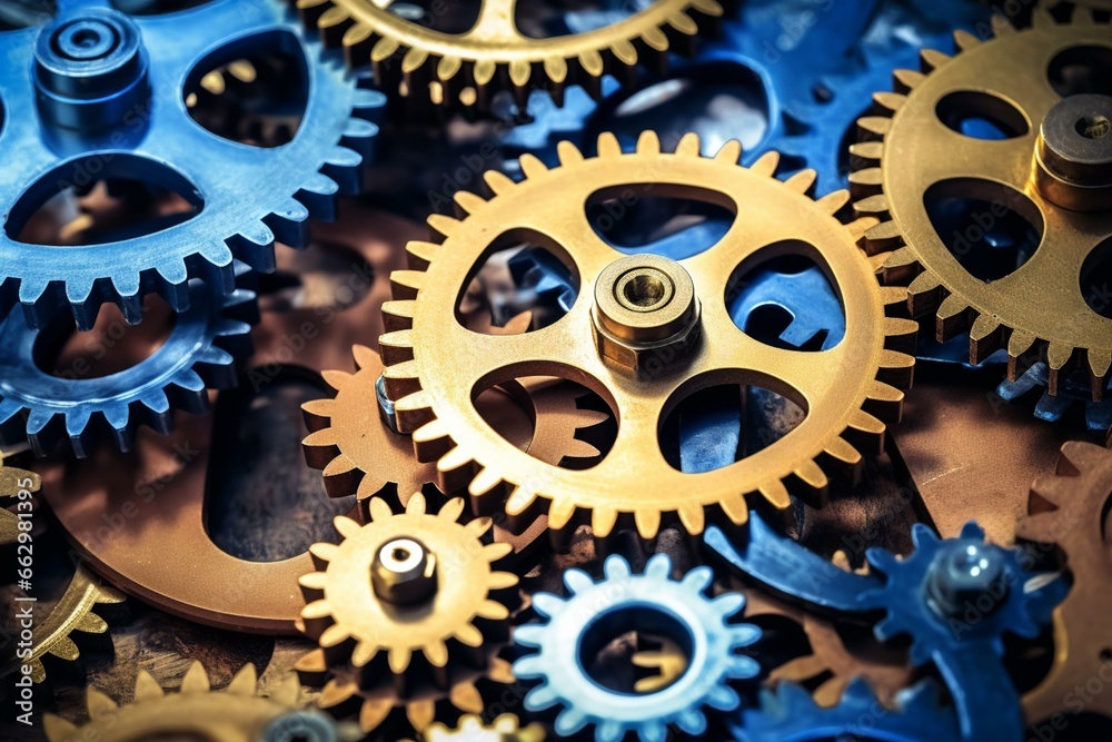 Industrial cog wheels gear mechanism background. Generative AI Stock ...
