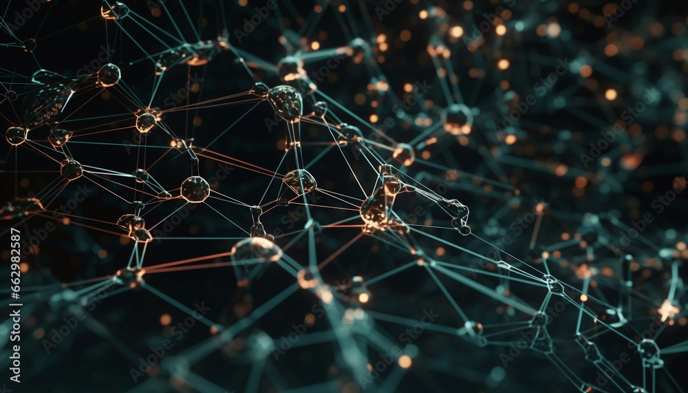 Futuristic computer network backdrop with glowing molecular structure ...