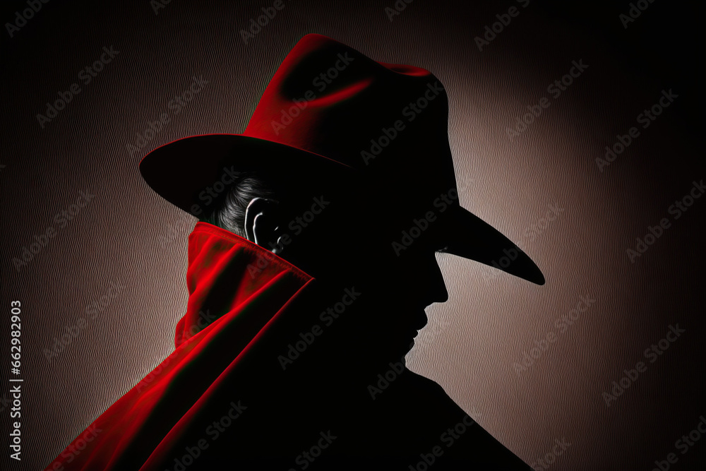 spy in a hat in red color, concept of Undercover operations Stock Photo ...