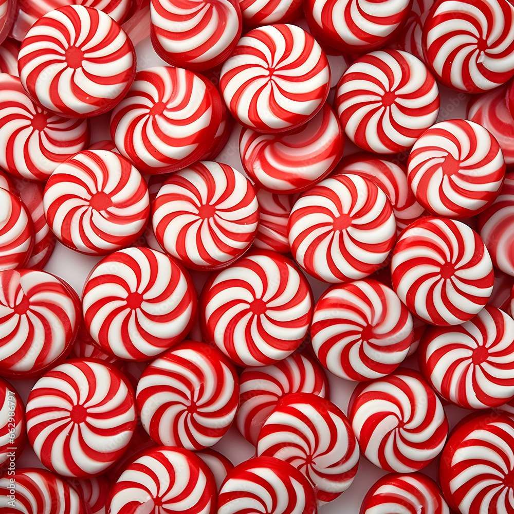 Swirl peppermint candy background. A traditional candy during Christmas ...