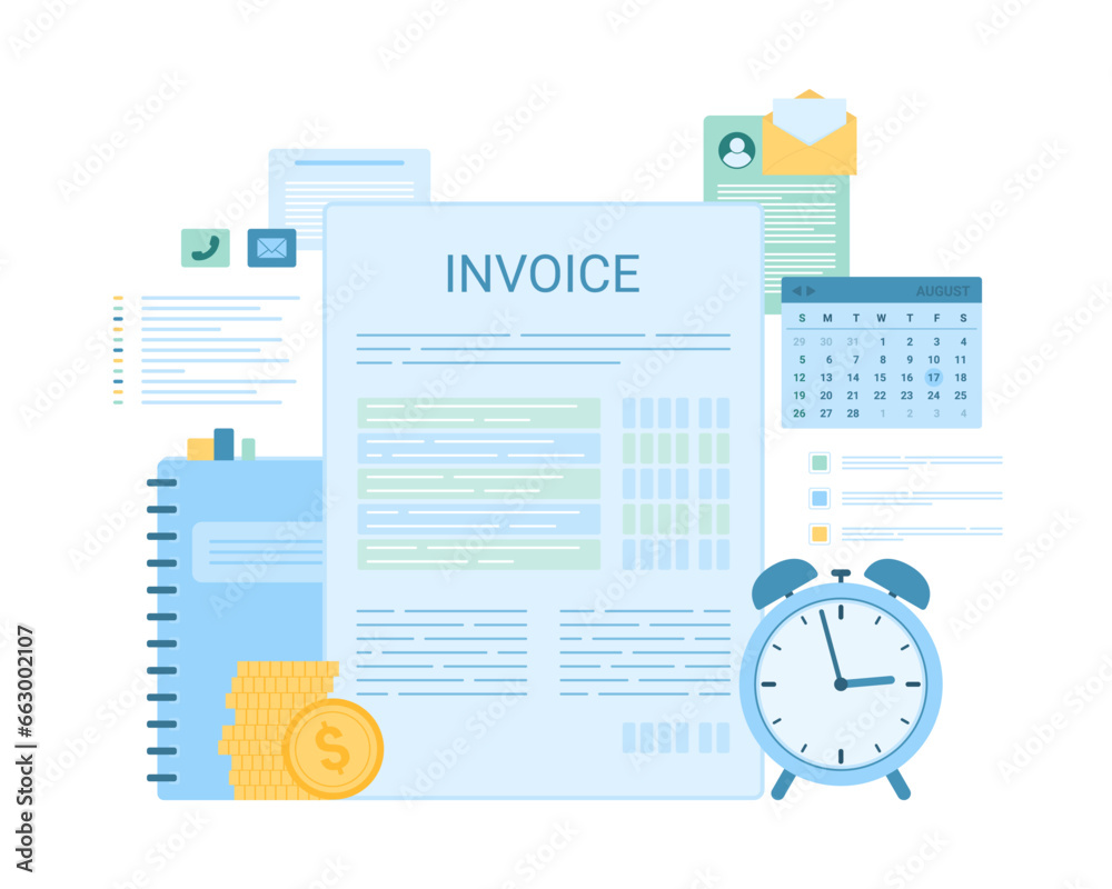 Invoice form, financial document for monthly payment by customer vector ...