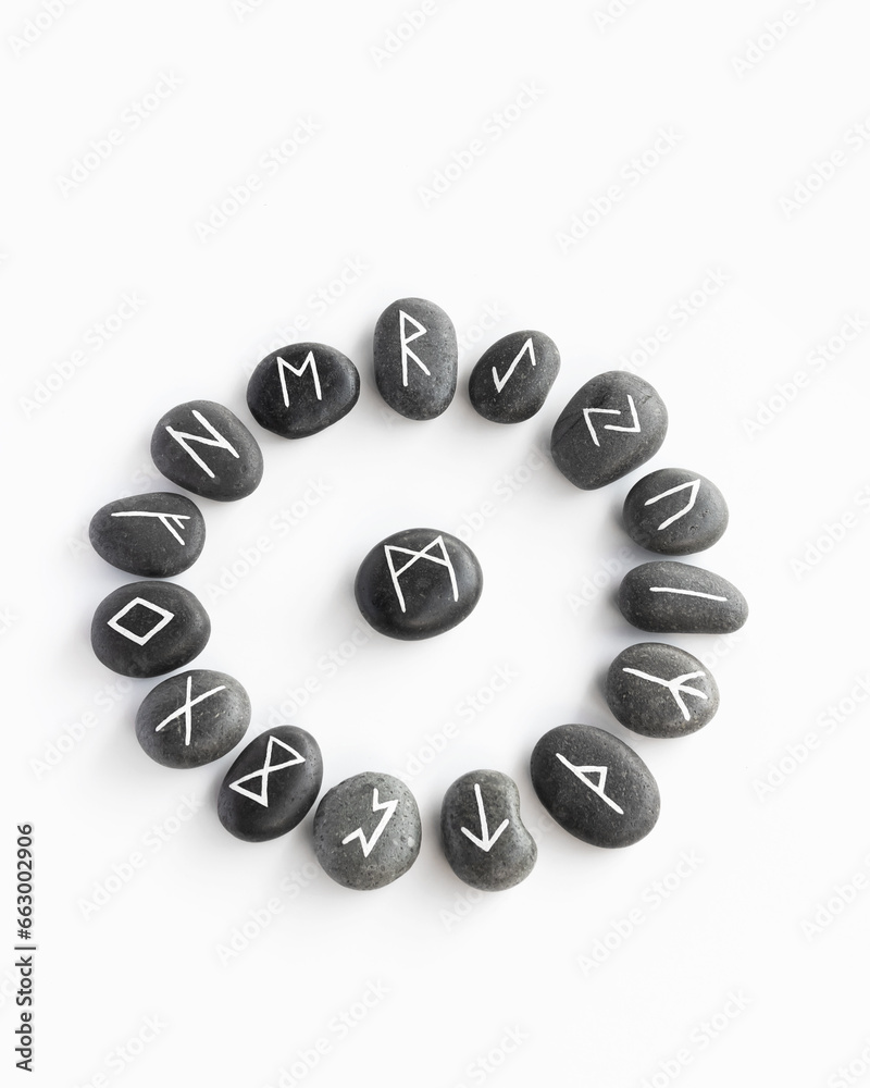 Rune stone circle on white background Stock Photo | Adobe Stock