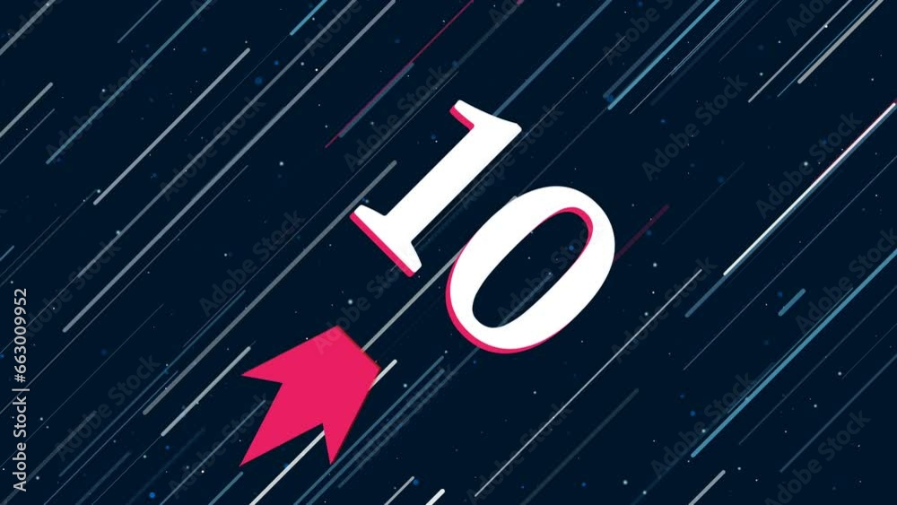 Number ten symbol flies through the universe on a jet propulsion. The ...