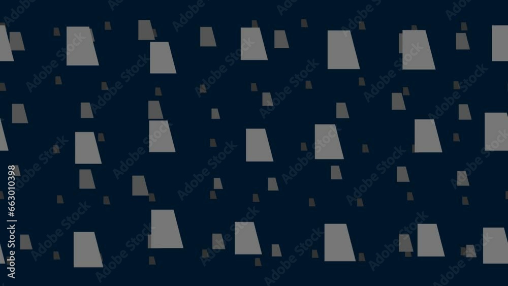 Trapezium symbols float horizontally from left to right. Parallax fly effect. Floating symbols ...