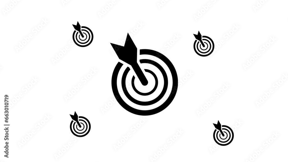 Zoom in and out animation the goal symbol. Large black symbol in the ...