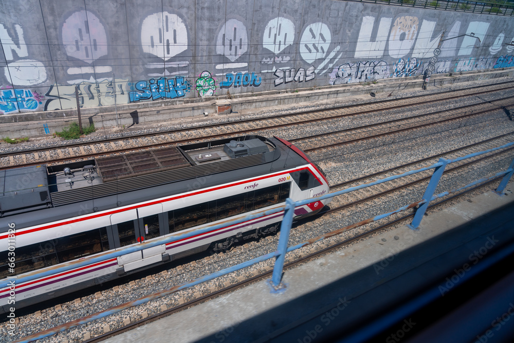 Train of the Spanish National Railway Network Renfe as it passes ...
