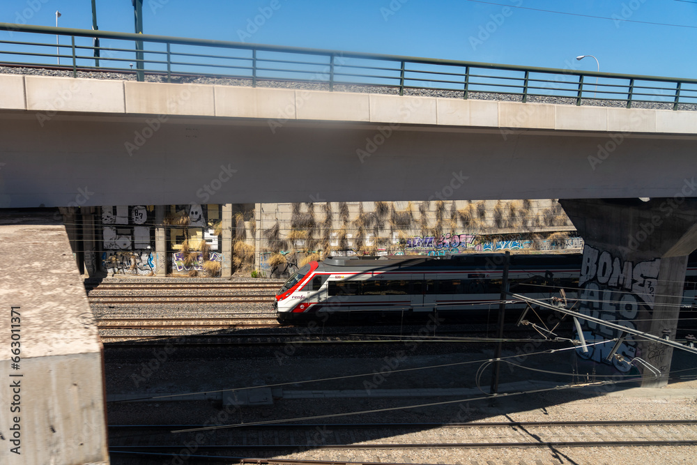 Train of the National Network of the Spanish Railways Renfe passing ...