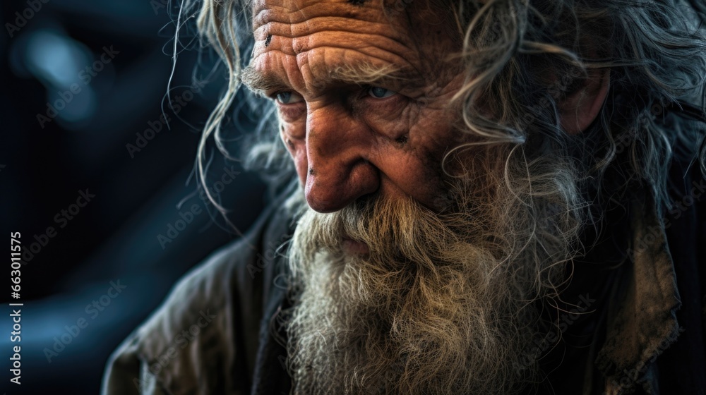 The old sailors skin was weathered and worn, with deep wrinkles etched ...