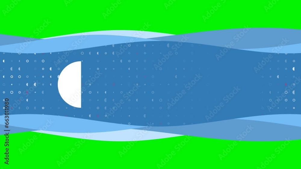 Animation of blue banner waves movement with white semicircle symbol on ...