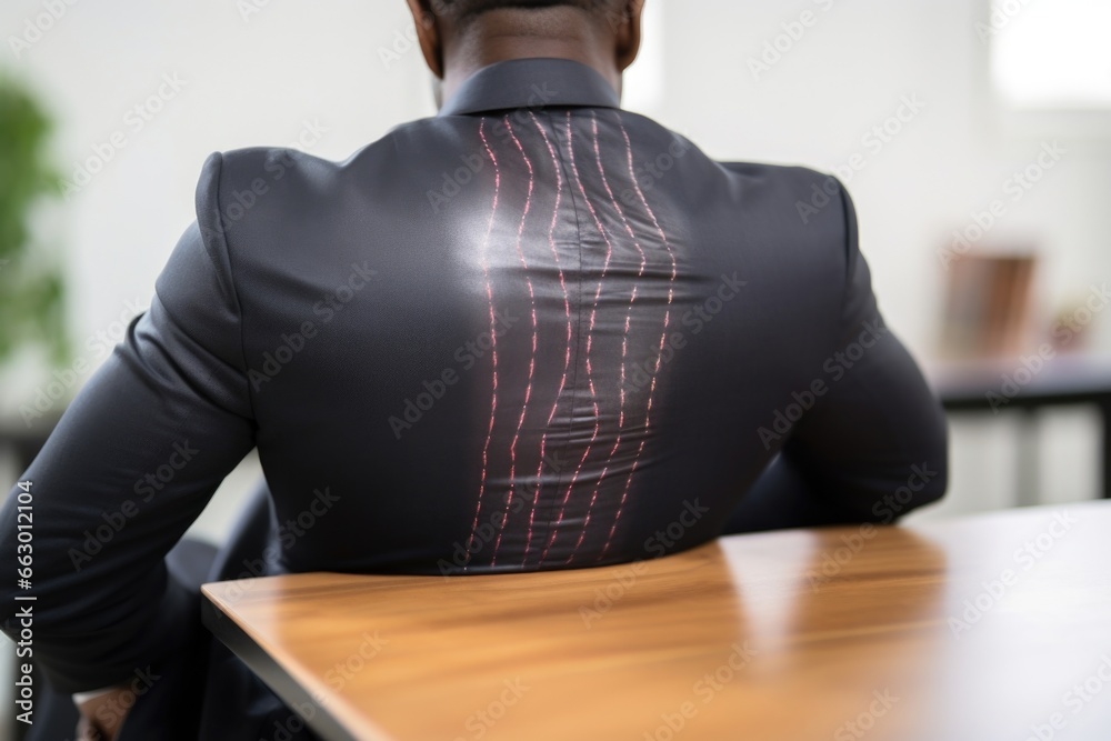 A businessman with stretch marks on his lower back and shoulders from ...