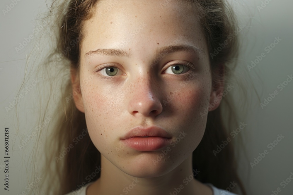 A teenage girl with acneprone skin, working as a student intern at a ...