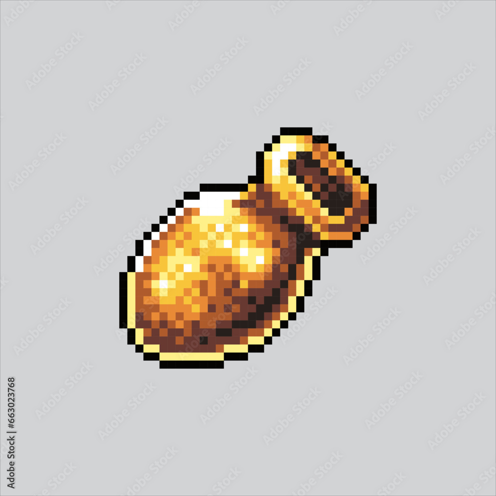 Pixel art illustration potion bottle. Pixelated potion bottle. Magical ...