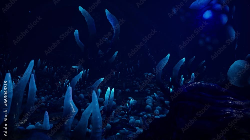 blue alien environment with moving alien plants, 3D animation, animated ...