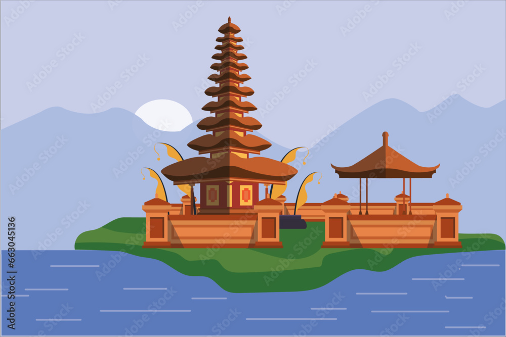 Balinese Ethnic Temple vector illustration. National indonesian style ...