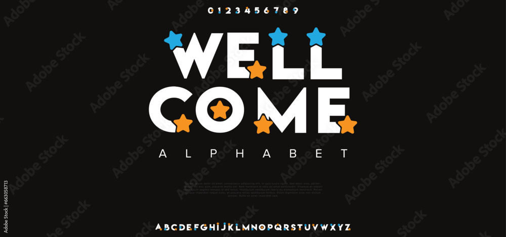 Well Come Modern minimal abstract alphabet fonts. Typography technology ...