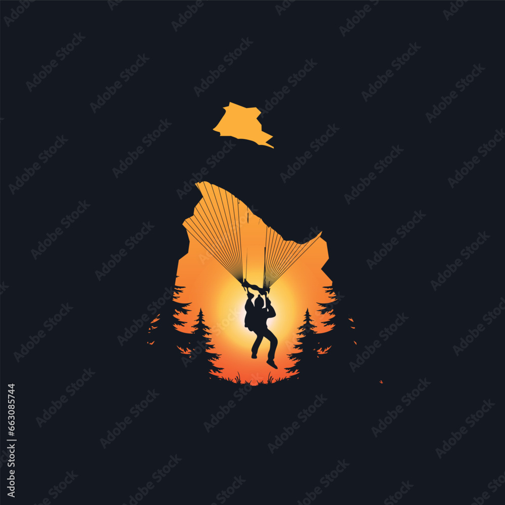 Paraglider with paramotor silhouette vector image.Paramotor Logo Vector ...