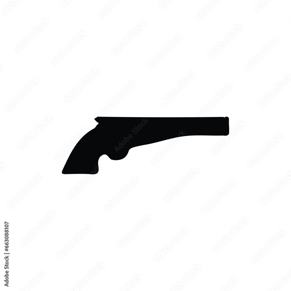 Flint lock pistol icon. Simple style renaissance period poster ...