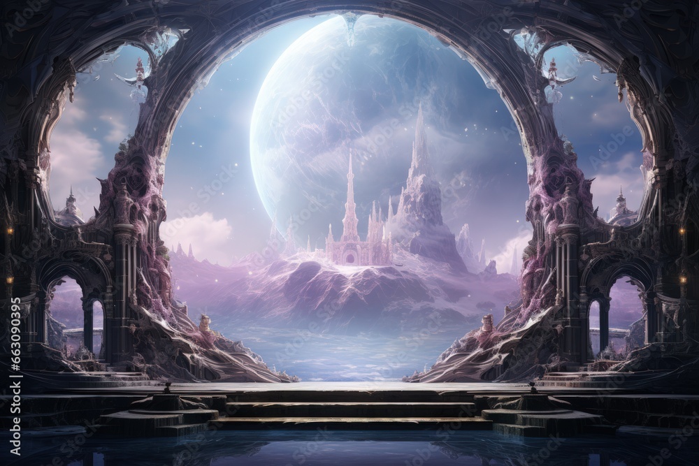 Mystical moonstone portals, bridging the gap between realms and ...