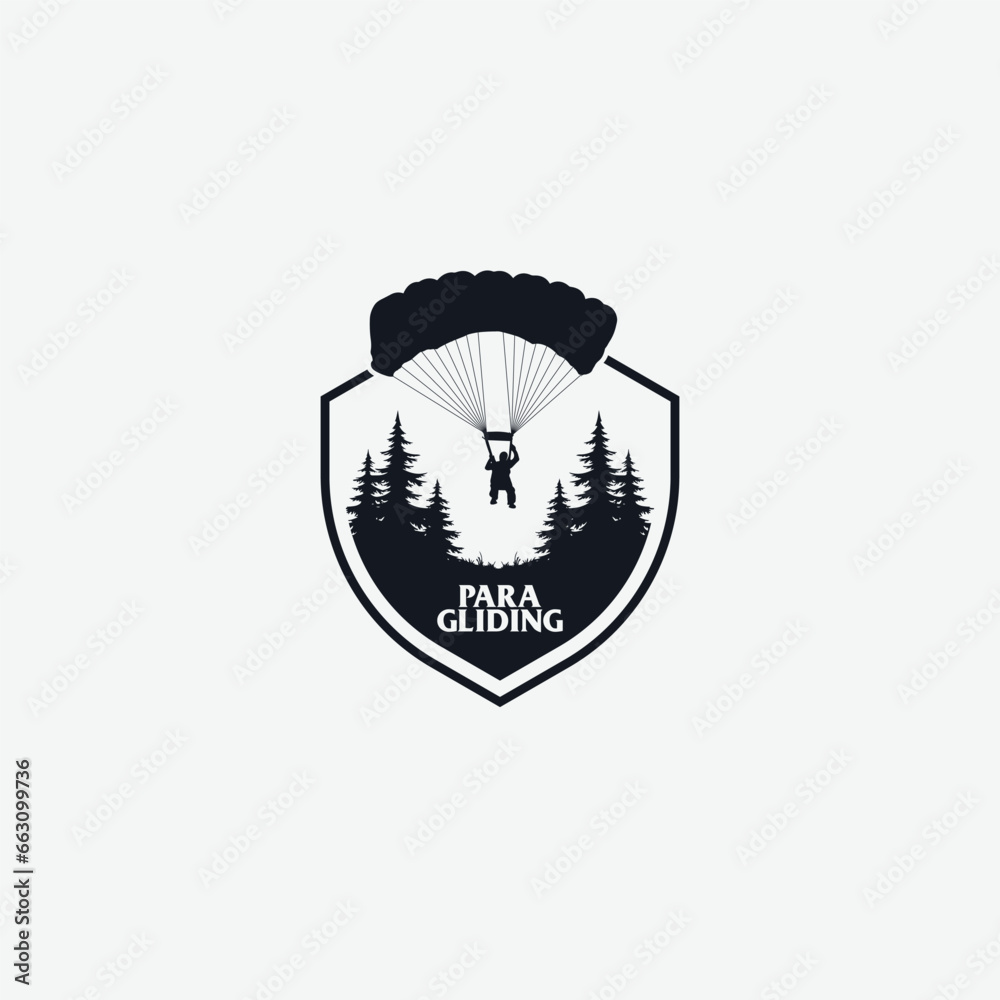 Paraglider with paramotor silhouette vector image.Paramotor Logo Vector ...