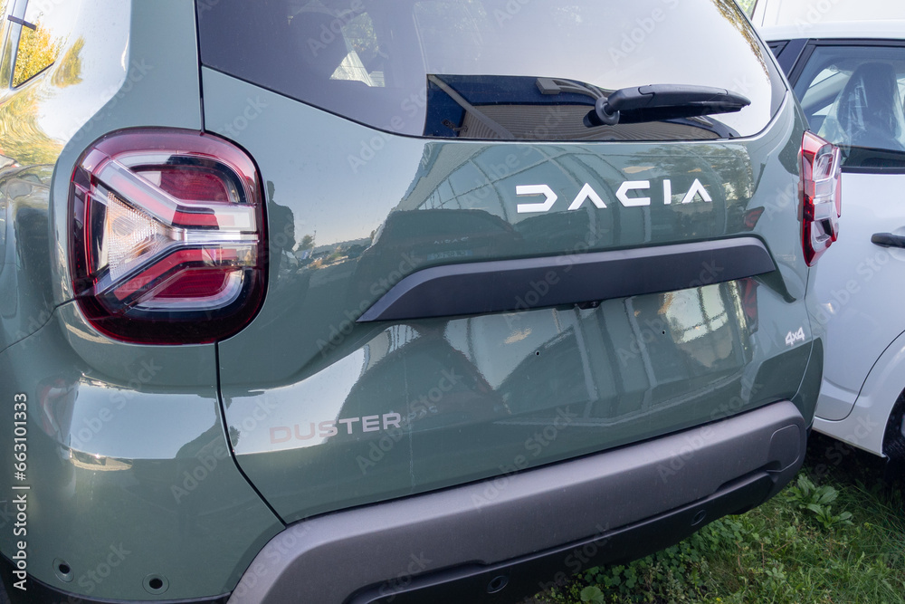 Dacia duster car logo brand new rear sign text detail on modern suv ...