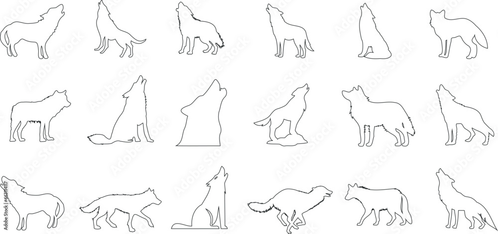 Minimalist wolf line art vector illustration. Great for tattoos ...