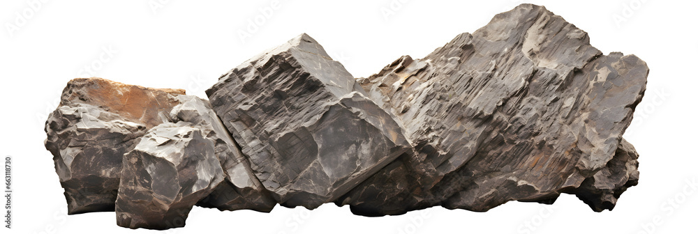 natural grey igneous rock formation isolated on transparent background ...