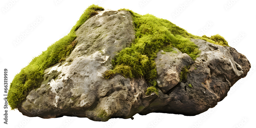 mossy rock formation isolated on transparent background - landscape ...