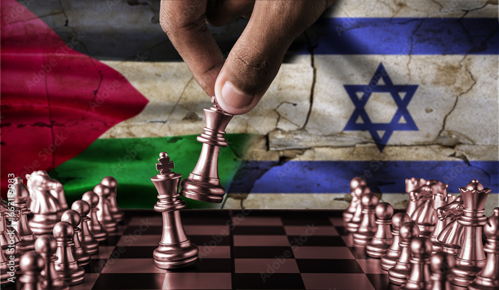 Israel vs Palestine conflict concept on chessboard. War between Israel ...