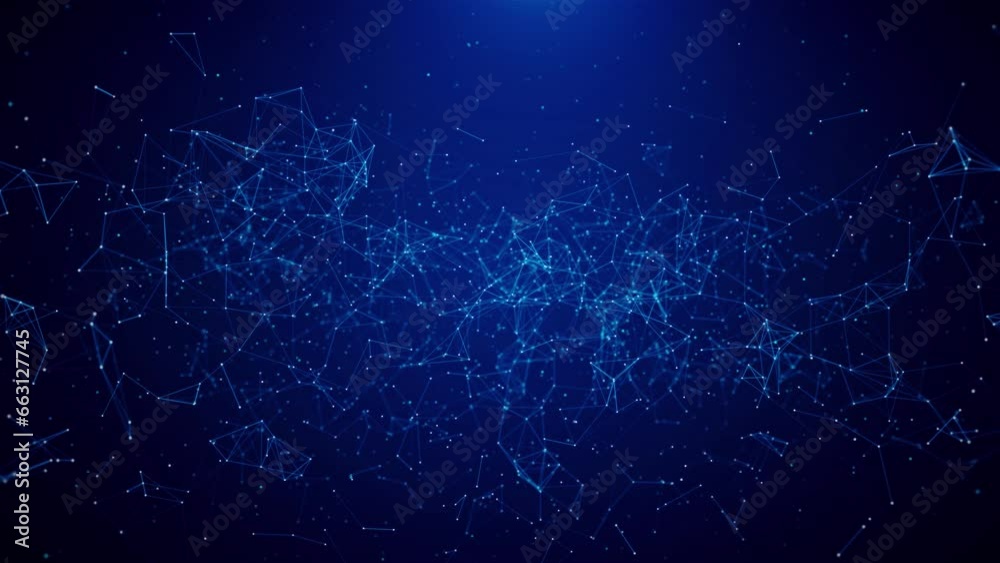 4K 3D Abstract dynamic motion lines dots background particles. Digital streaming background ...