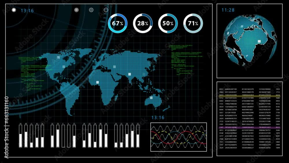 Explore a AI world of data with futuristic business HUD display ...