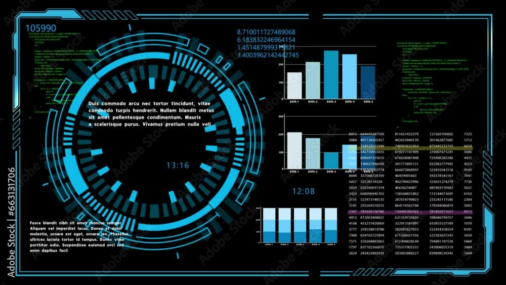 Futuristic business HUD Display Data. Infographic high tech screen with ...