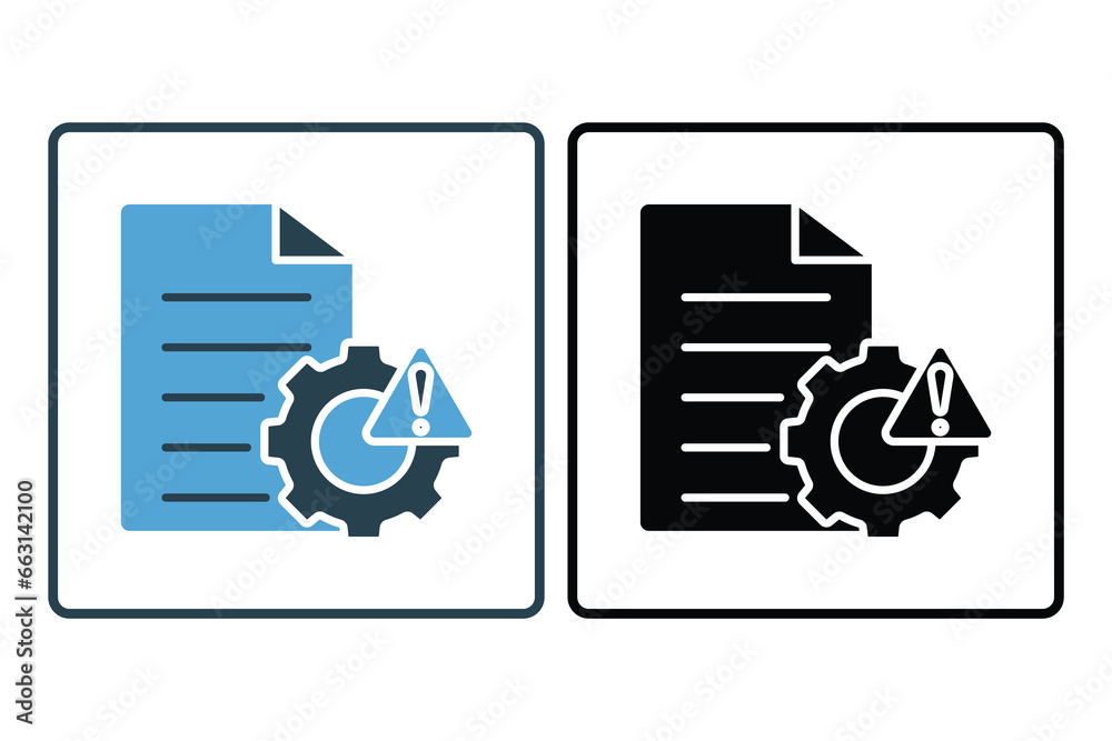 Vetor de Error report icon. document with gear and exclamation mark ...