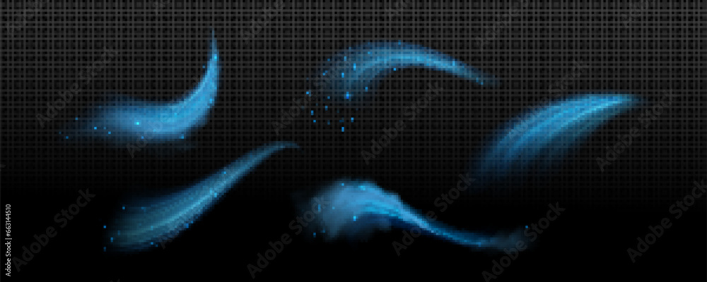 Blue fresh cold air wind wave flow light effect. Conditioner breeze ...