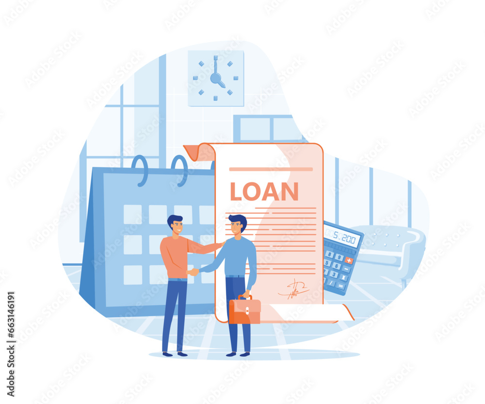 Loan agreement concept illustration. Suitable for landing page, ui, web ...