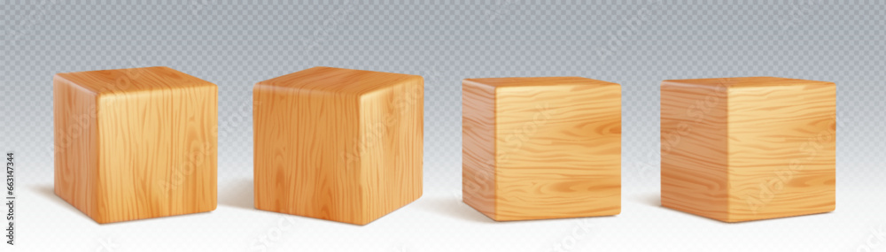 3d wood cube block to play game realistic vector. Isolated wooden ...