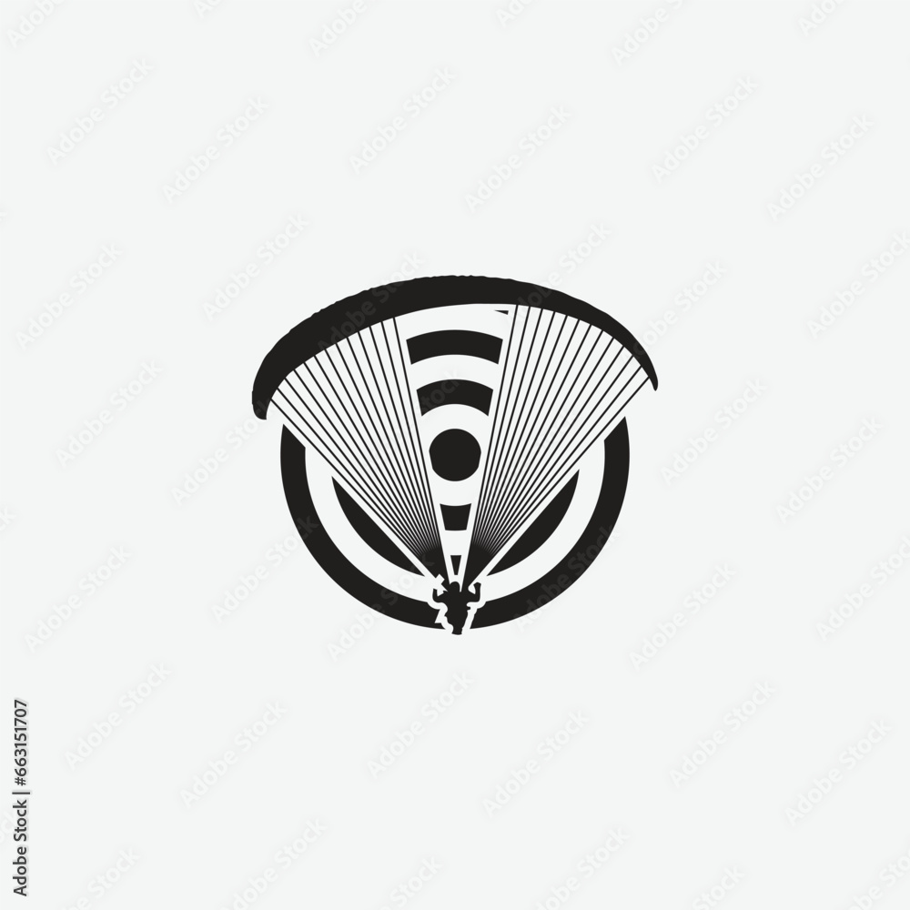 Paraglider with paramotor silhouette vector image.Paramotor Logo Vector ...