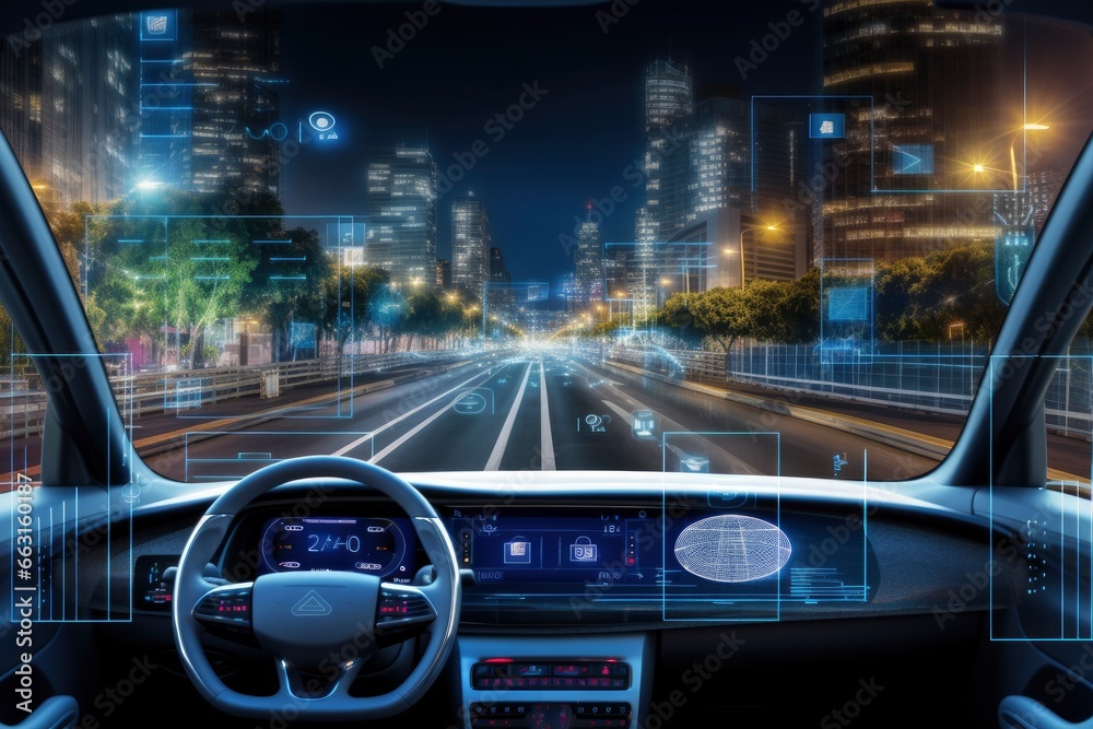 Modern smart car technology intelligent system using Heads up display ...