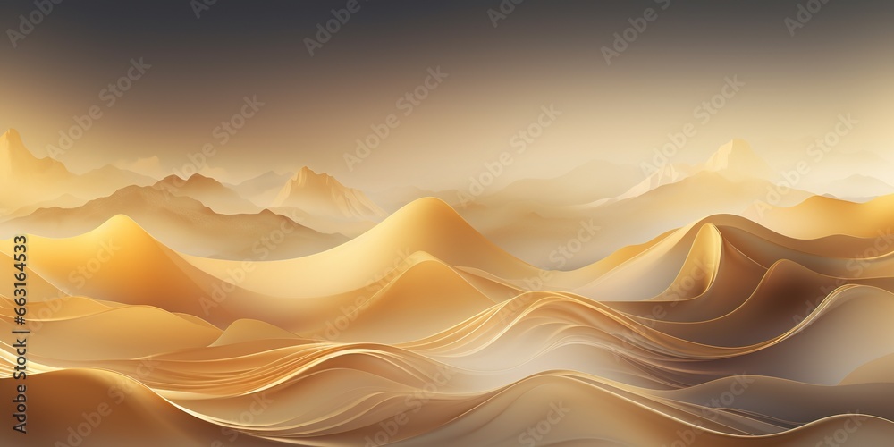Gold mountain wallpaper design with landscape line arts, Golden luxury ...