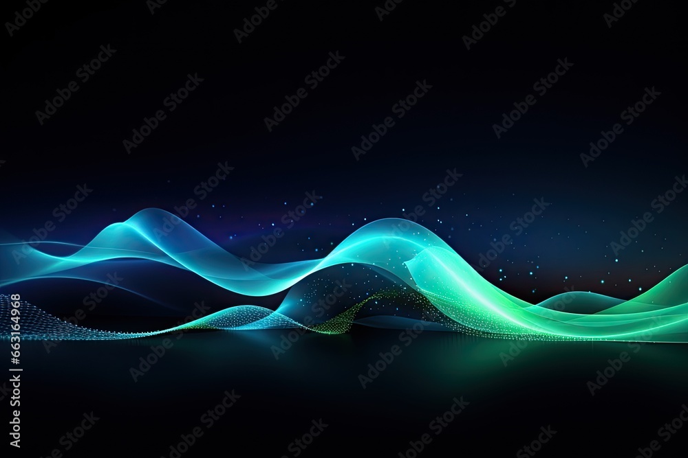 Abstract background with blue and green waves. Vector illustration. Eps ...