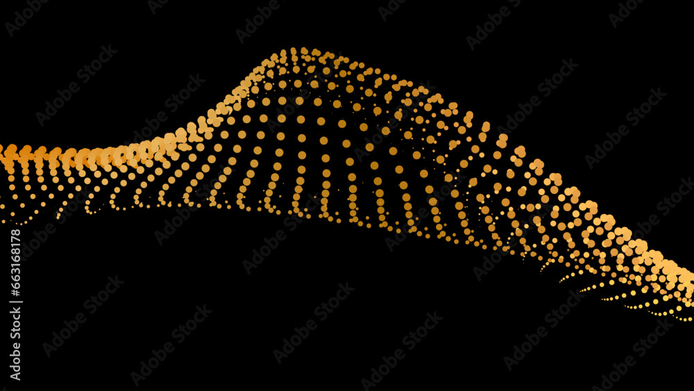 Data vibrate pulse dot particle wave. Abstract bulge hyperbola sinusoid ...