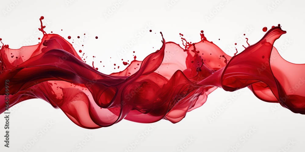 Flowing velvet red wine splash frozen in an abstract futuristic texture ...