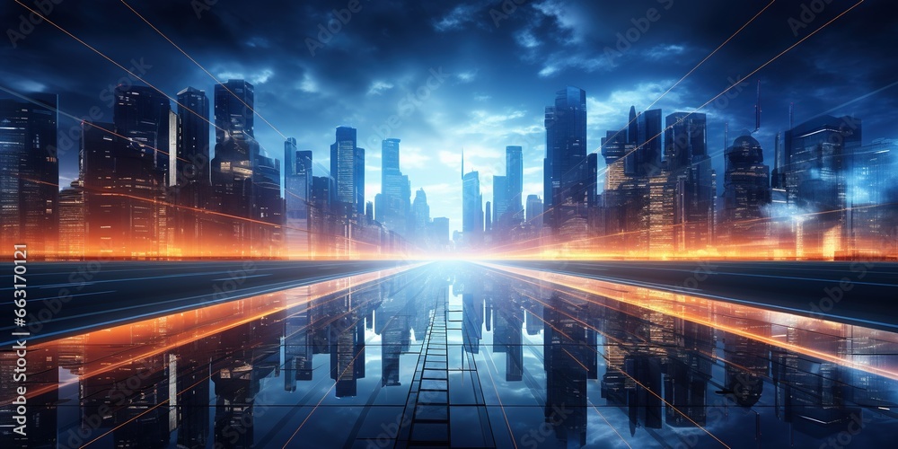Future technology line background and light effect, cyberpunk style ...